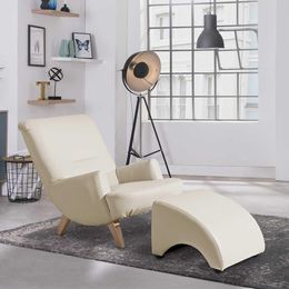 Pharao24.de Design Sessel Kunstleder in Cremefarben 80 cm hoch