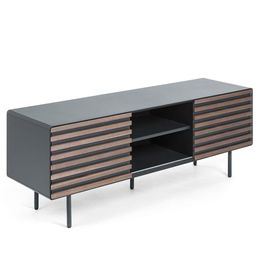Pharao24.de TV Board in Dunkelgrau lackiert mit Walnuss Echtholz furniert