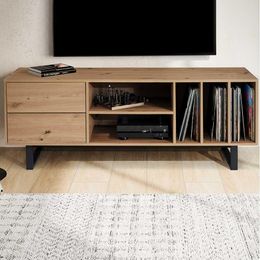 Pharao24.de Fernseh Unterschrank Lowboard in Wildeichefarben im Skandi Design