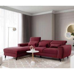 Pharao24.de Ecksofa Sofa aus Samt in Bordeaux
