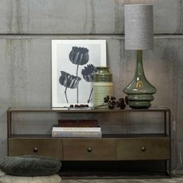 Pharao24.de Design TV Lowboard im Industry und Loft Stil Altmessingfarben