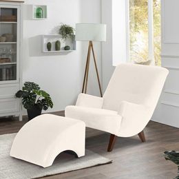 Pharao24.de Design Wohnzimmersessel in Cremefarben Samtvelours Bezug
