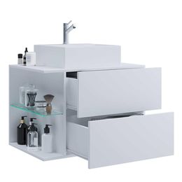Pharao24.de Badezimmer Schrank mit Becken und zwei Schubladen die Wandmontage