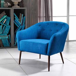 Pharao24.de Retro Sessel in Blau Webstoff