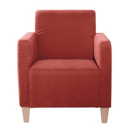 Pharao24.de Lounge Polstersessel Velour in Terracotta Vierfußgestell aus Holz