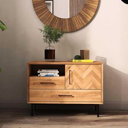 Pharao24.de Kleine Kommode Vollholz in Wildeichefarben Skandi Design