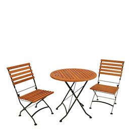 Pharao24.de Klappgarnitur Biergarten aus Eukalyptusholz Stahl (dreiteilig)