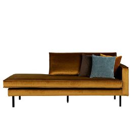 Pharao24.de Couch Recamiere in Honigfarben Samt Retrostil