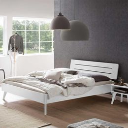 Pharao24.de Buche weiß lackiert Bett 140x200 cm in modernem Design 80 cm hoch