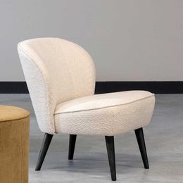 Pharao24.de Cocktailsessel in Cremefarben & Wenge Webplüsch Bezug