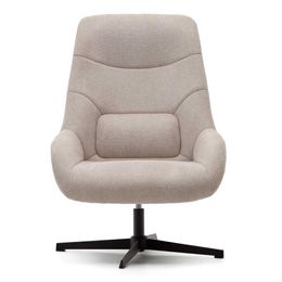 Pharao24.de Heller Drehsessel in Beige mit schwarzem Sterngestell Metall
