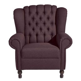 Pharao24.de Ohrenbackensessel Chesterfield in Bordeaux Federkern Polsterung
