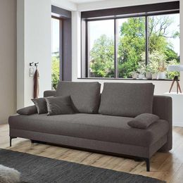 Pharao24.de Dunkelgraues Klappsofa mit zwei Sitzplätzen Schlaffunktion