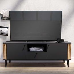 Pharao24.de Flachstrecke Wohnzimmer in Grau und Wildeiche NB 138 cm breit