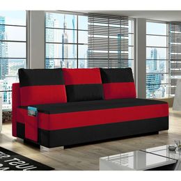 Pharao24.de Schlafsofa Couch in Schwarz und Rot