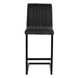 Pharao24.de Hoher Bar Stuhl mit Stoff Bezug Anthrazit (2er Set)