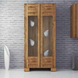 Pharao24.de Esszimmer Vitrine aus Wildeiche Massivholz 90 cm