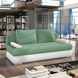 Pharao24.de Schlafsofa Sofa in Hellgrün mit Armlehnen