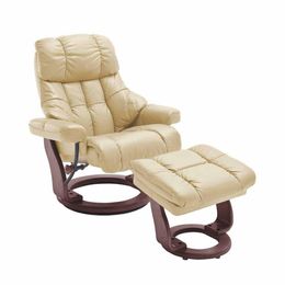 Pharao24.de TV Sessel mit Relaxfunktion Creme Weiß Leder (zweiteilig)
