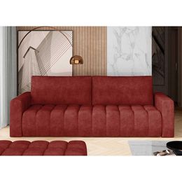 Pharao24.de Sofa Couch in Rotbraun mit Armlehnen