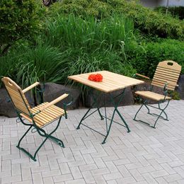 Pharao24.de Klappbare Gartenmöbel aus Robinie Massivholz Stahl (dreiteilig)