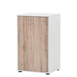 Pharao24.de Kleiner Akten Büroschrank in Wildeichefarben und Weiss 84 cm hoch