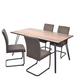 Pharao24.de Schwingstühle mit Tisch vier Sitzplätze Braun (fünfteilig)