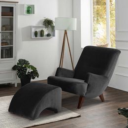 Pharao24.de Komfortsessel schwarz modern aus Samtvelours das Wohnzimmer