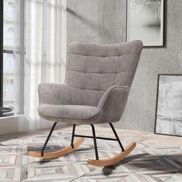 Pharao24.de Schaukelsessel Cord Grau im Skandi Design das Wohnzimmer