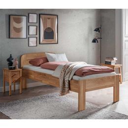 Pharao24.de Einzelbett Massivholzbett aus Wildeiche Massivholz im Landhausstil