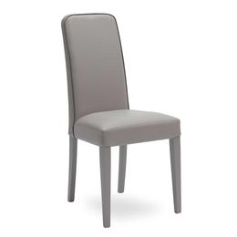 Pharao24.de Esszimmer Polsterstuhl in Grau Kunstleder Buche Massivholz (2er Set)