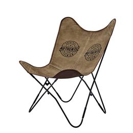 Pharao24.de Butterfly Stuhl Vintage aus Canvas Untergestell aus Metall