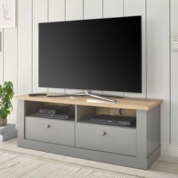 Pharao24.de Kleines TV Lowboard im Landhausstil zwei Schubladen
