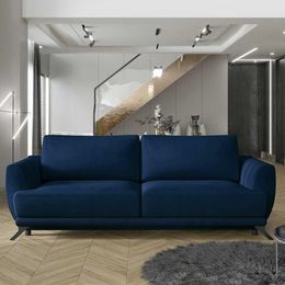 Pharao24.de Sofa Couch in Dunkelblau aus Samt