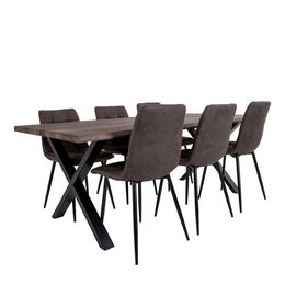 Pharao24.de Esszimmer Sitzgruppe im Loft Design 200 cm Tisch (siebenteilig)