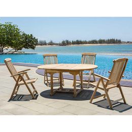 Pharao24.de Gartenessgruppe aus Teak Massivholz vier Stühle (fünfteilig)