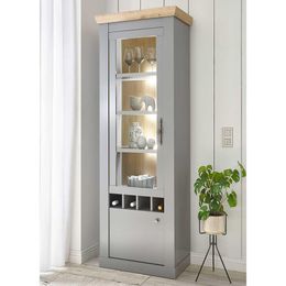 Pharao24.de Wohnzimmer Vitrinenschrank im Landhausstil Lichtgrau