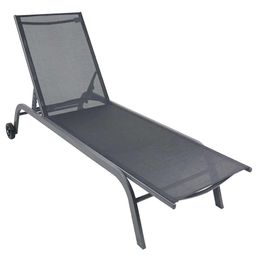 Pharao24.de Gartenliege Sonnenliege mit Rollen in Schwarz