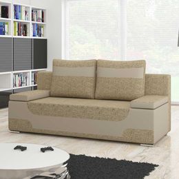 Pharao24.de Sofa Zweisitzer aus Webstoff und Kunstleder