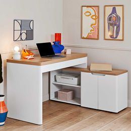 Pharao24.de Winkelschreibtisch Jugend Schreibtisch im Skandi Design 140 cm breit