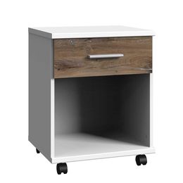 Pharao24.de Schreibtisch Container auf Rollen mit einer Schublade 58 cm hoch