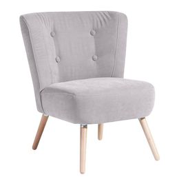 Pharao24.de Retro Look Loungesessel aus Velours und Buche Massivholz Made in Germany