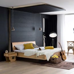 Pharao24.de Doppelbett aus Kernbuche massiv modern (dreiteilig)