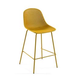 Pharao24.de Design Barhocker in Gelb Metall und Kunststoff (4er Set)