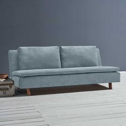 Pharao24.de Liegesofa Hellblau mit Rücken Klappmechanik 205 cm breit