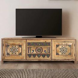 Pharao24.de Lowboard TV Lowboard aus Mangobaum Massivholz handbemalt