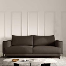 Pharao24.de Sofa Dreisitzer in Dunkelbraun aus Velours