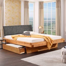 Pharao24.de Doppelbett Holzbett aus Massivholz in Eichefarben