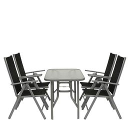 Pharao24.de Terrassen Sitzgruppe mit Glastisch Klappsesseln (fünfteilig)