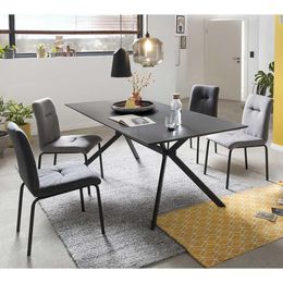 Pharao24.de Esszimmermöbelset in Grau und Schwarz Loft Design (fünfteilig)